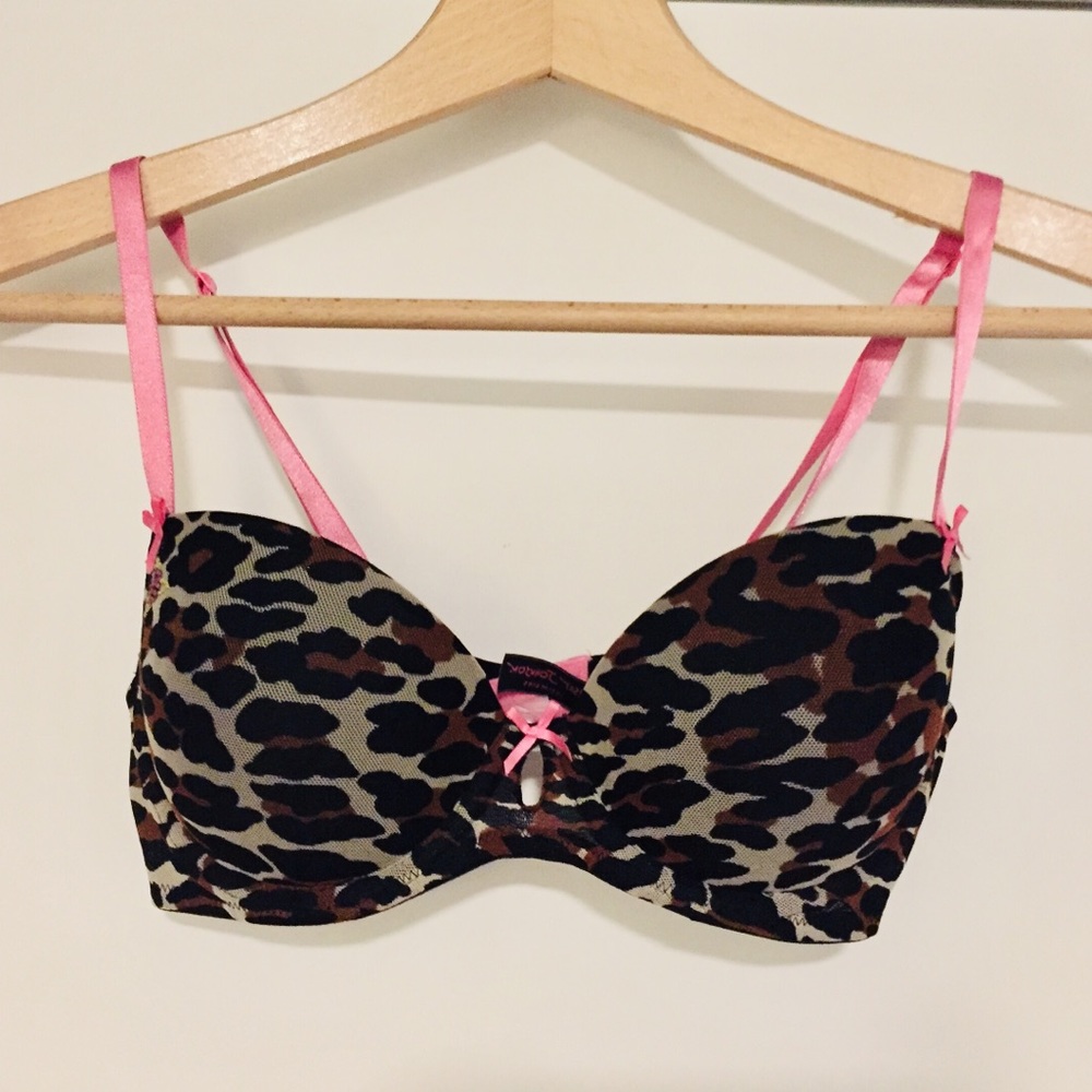 Betsey Johnson Leopard Print Mesh Bra - Gem